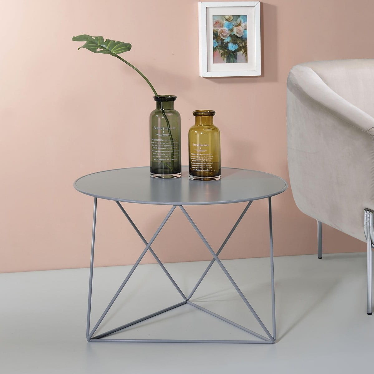 Gzxs Side/End Table, 23" Round Metal Display & Utility Accent Table for ...