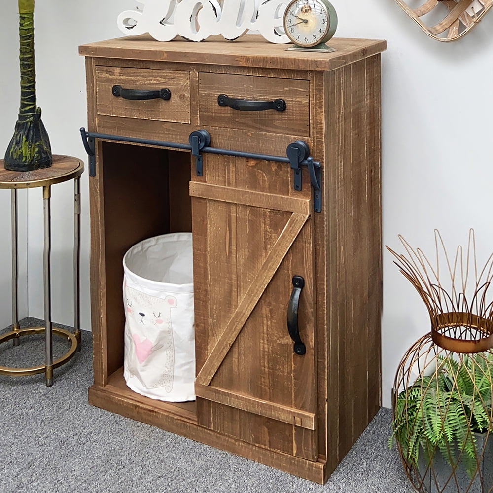 Gzxs Side Storage Cabinet with Adjustable Shelf and 2 Drawers, Cupboard ...