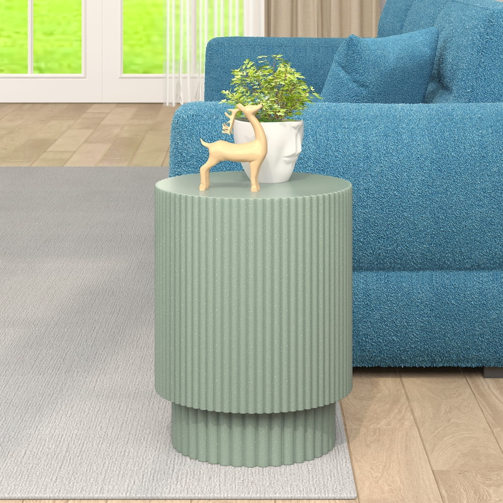 Gzxs Side Table, 15.2" Round Fluted End Table for Living Room, Modern ...
