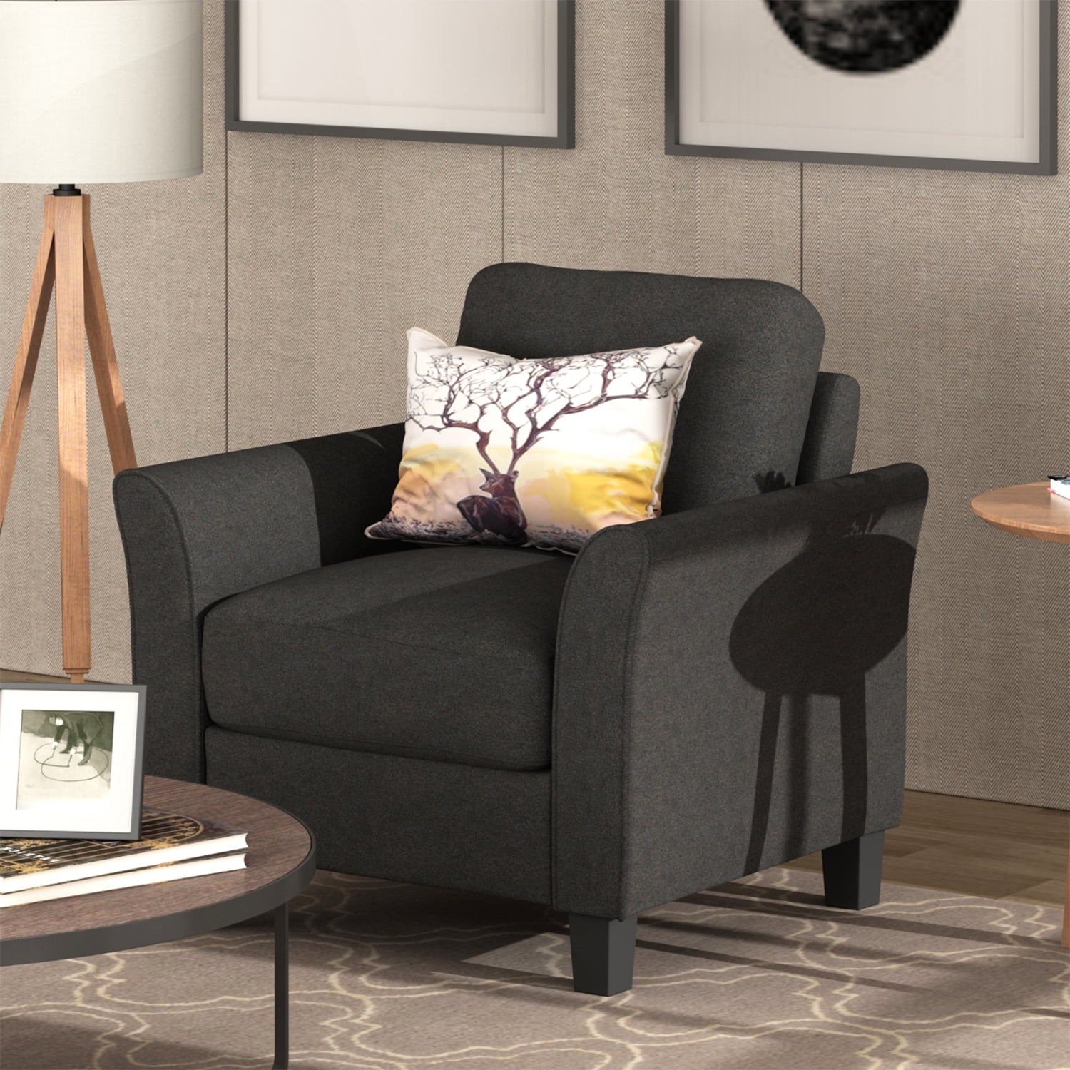 Gzxs Single Sofa Fabric Armchair for Living Room Home Relax, Black (Not ...