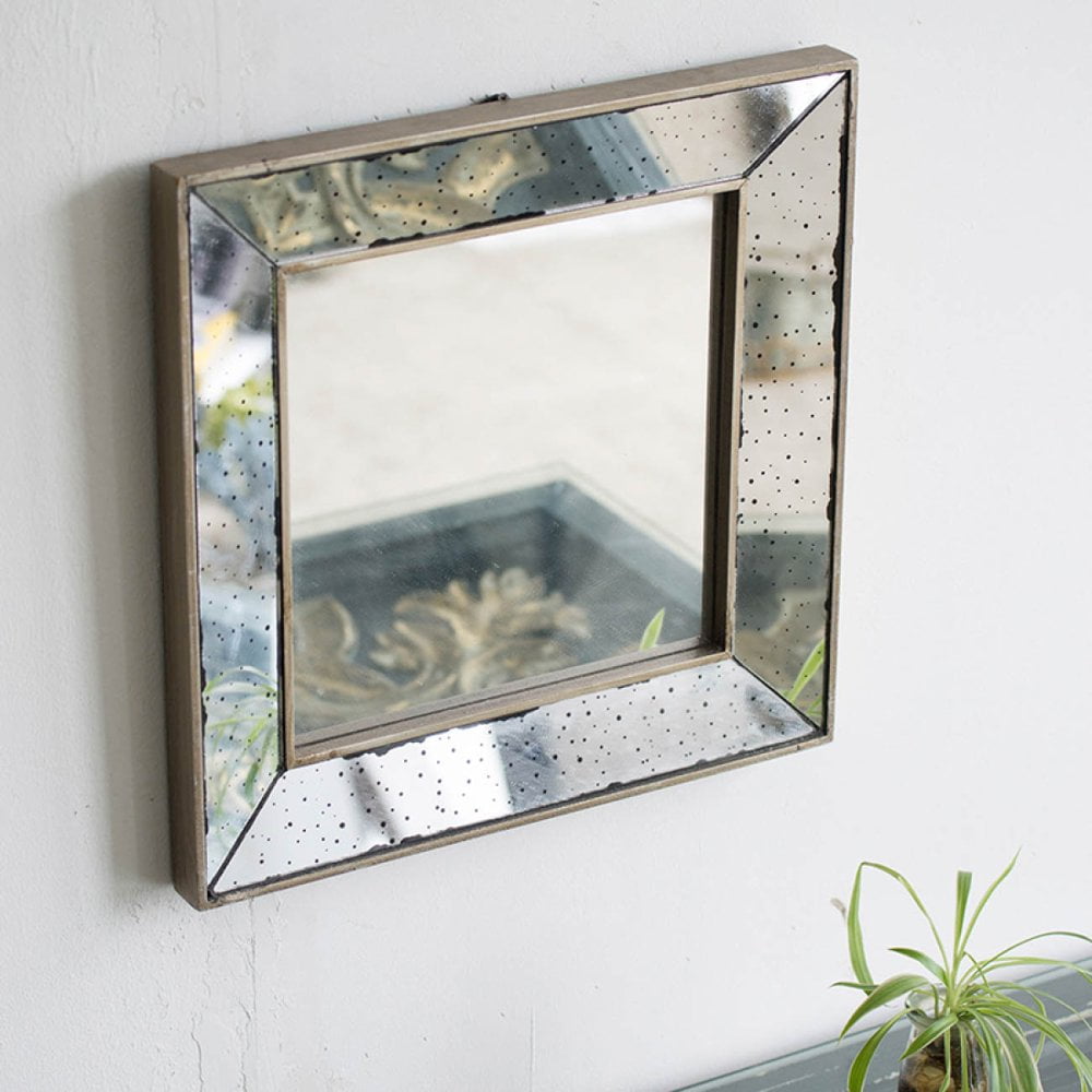 Gzxs Square Decorative Wall Mirror Vintage Rustic Style, 18" Bathroom ...