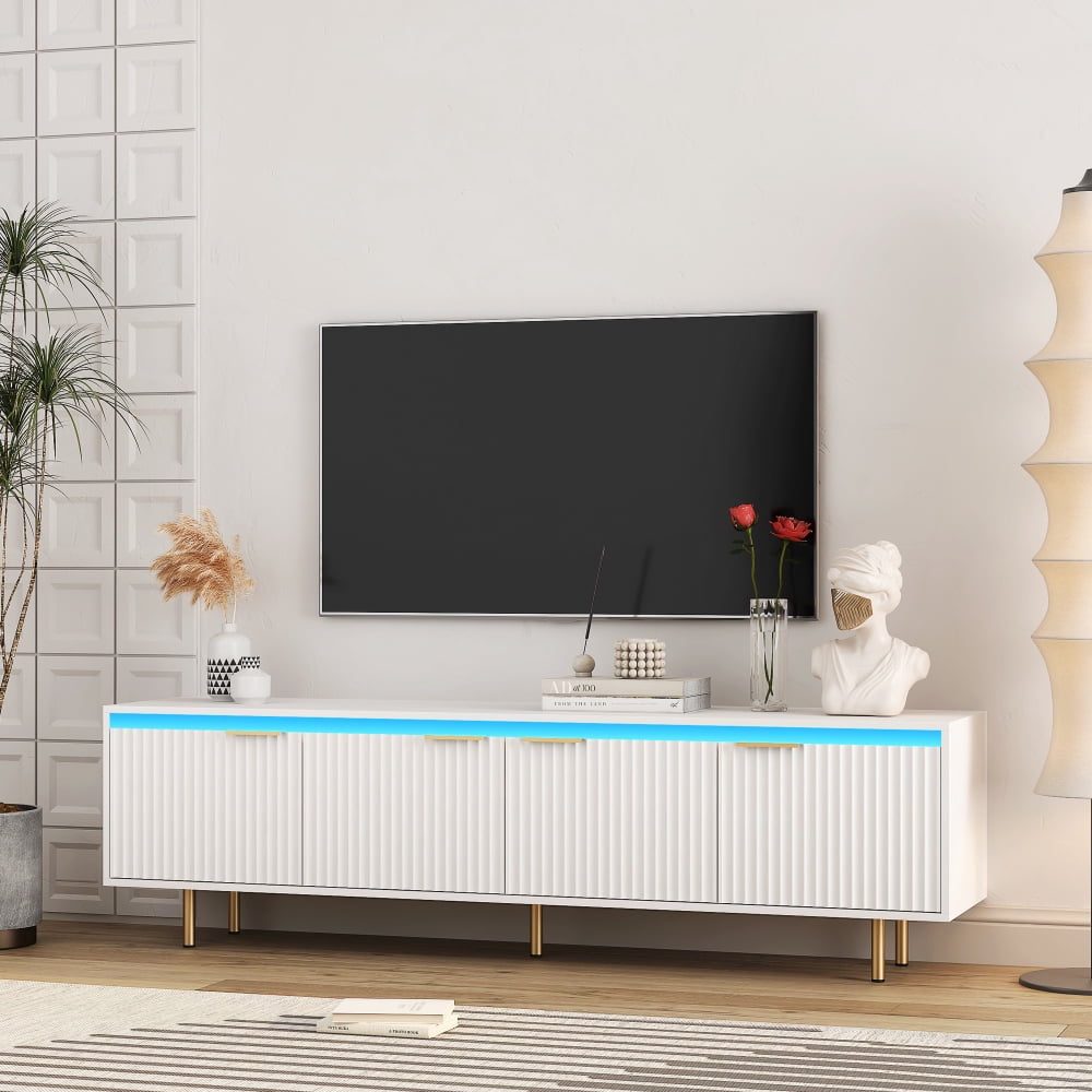 Gzxs TV Stand for TVs up to 80 Inch, Storage TV Cabinet with LED Light ...