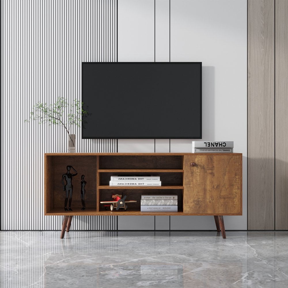 Gzxs TV Stand for 60 Inch TV, Mid Century Modern Entertainment Center ...