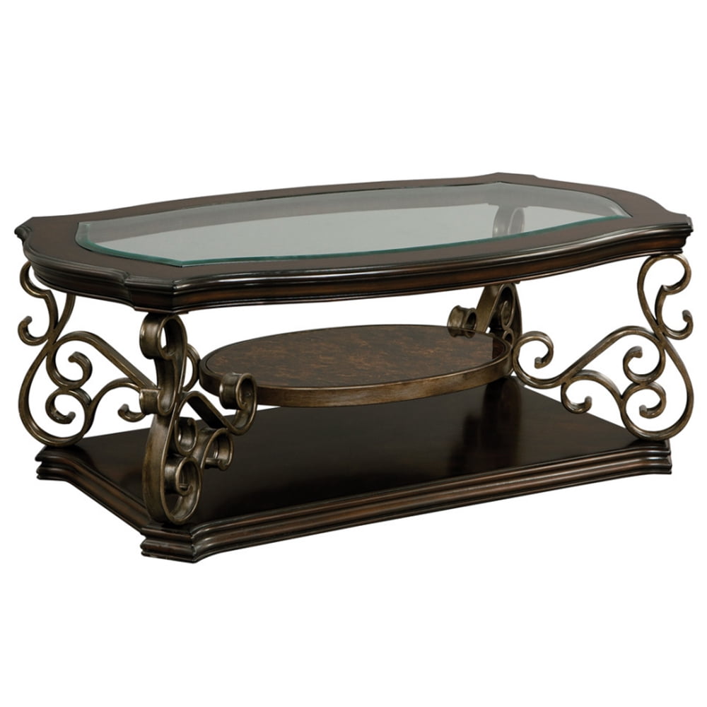 Gzxs Vintage Coffee Table, 3-Tier Storage Cocktail Table with Metal ...
