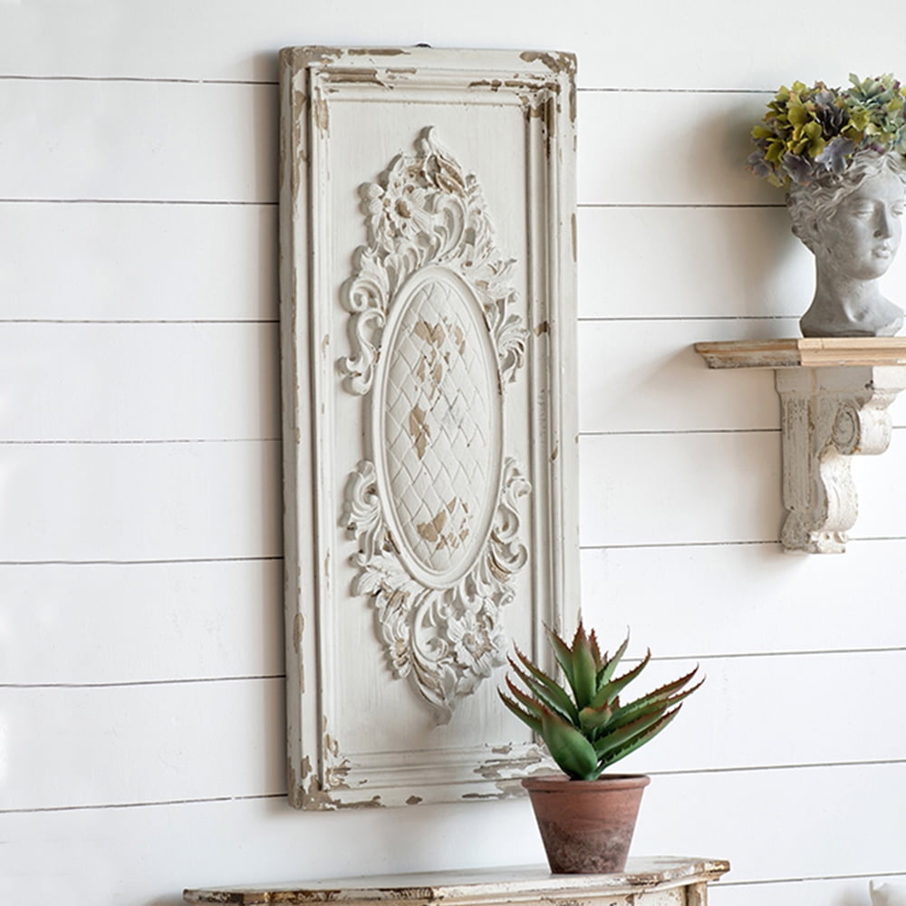 Gzxs Vintage Home Wall Decor Floral Carved Wall Sculpture, Rectangle ...