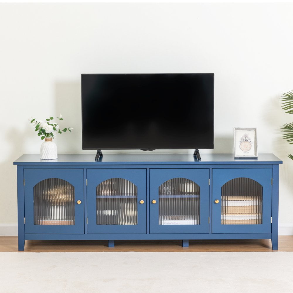 Gzxs Vintage TV Stand for TVs up to 79in, Entertainment Center with 4 ...