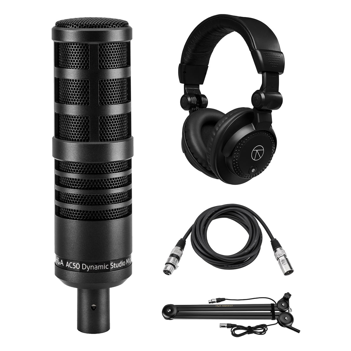 H&A AC50 Cardioid Dynamic Studio Broadcast Microphone, Bundle with ...