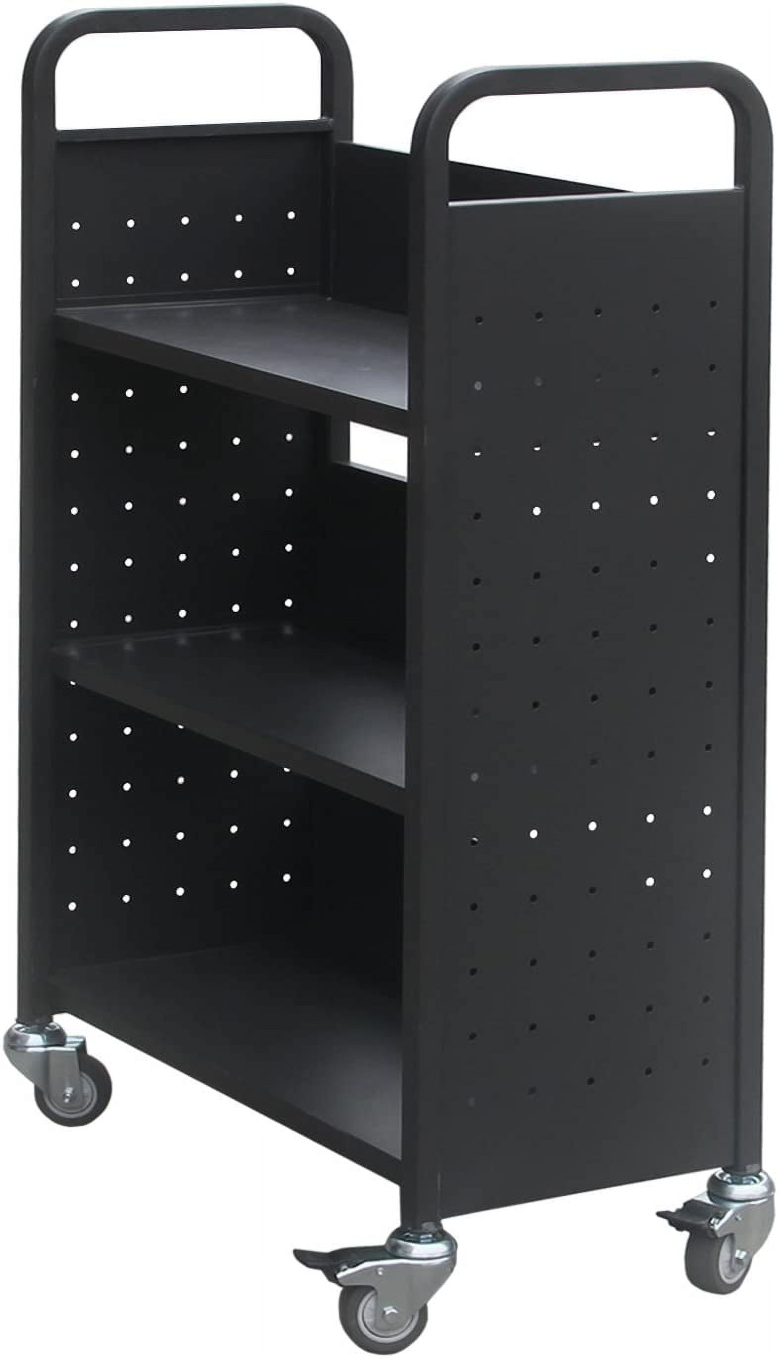 H&A Heavy Duty Book Carts with Wheels, 4-Wheel Rolling Library Book ...