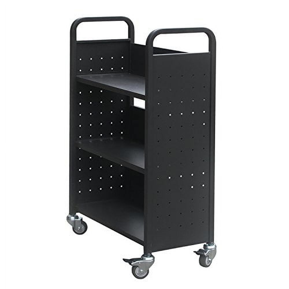 H&A Heavy Duty Book Carts with Wheels, 4-Wheel Rolling Library Book ...