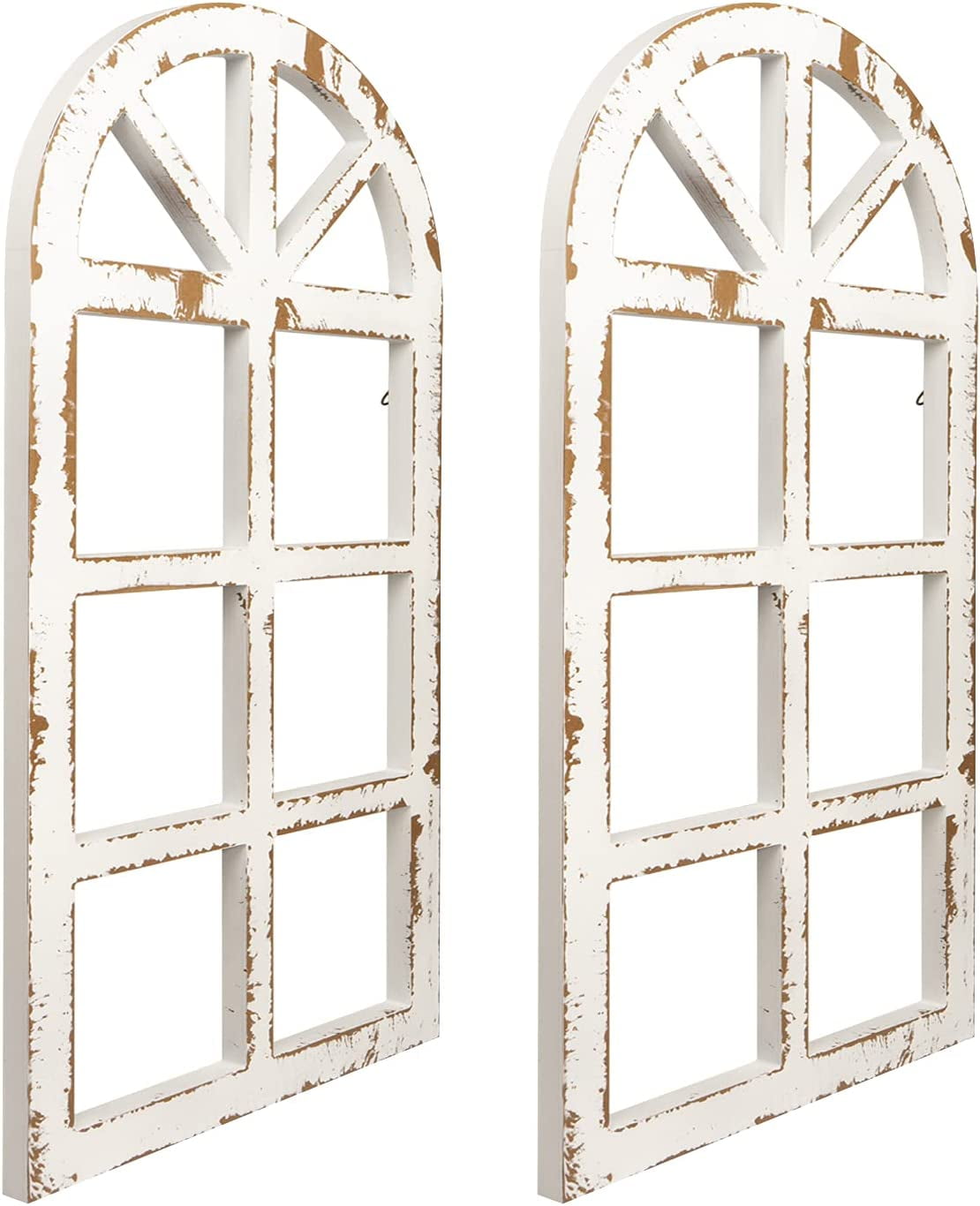 H-A Rustic Barn Wood Decorative Window Frame, White Wood Window Pane ...