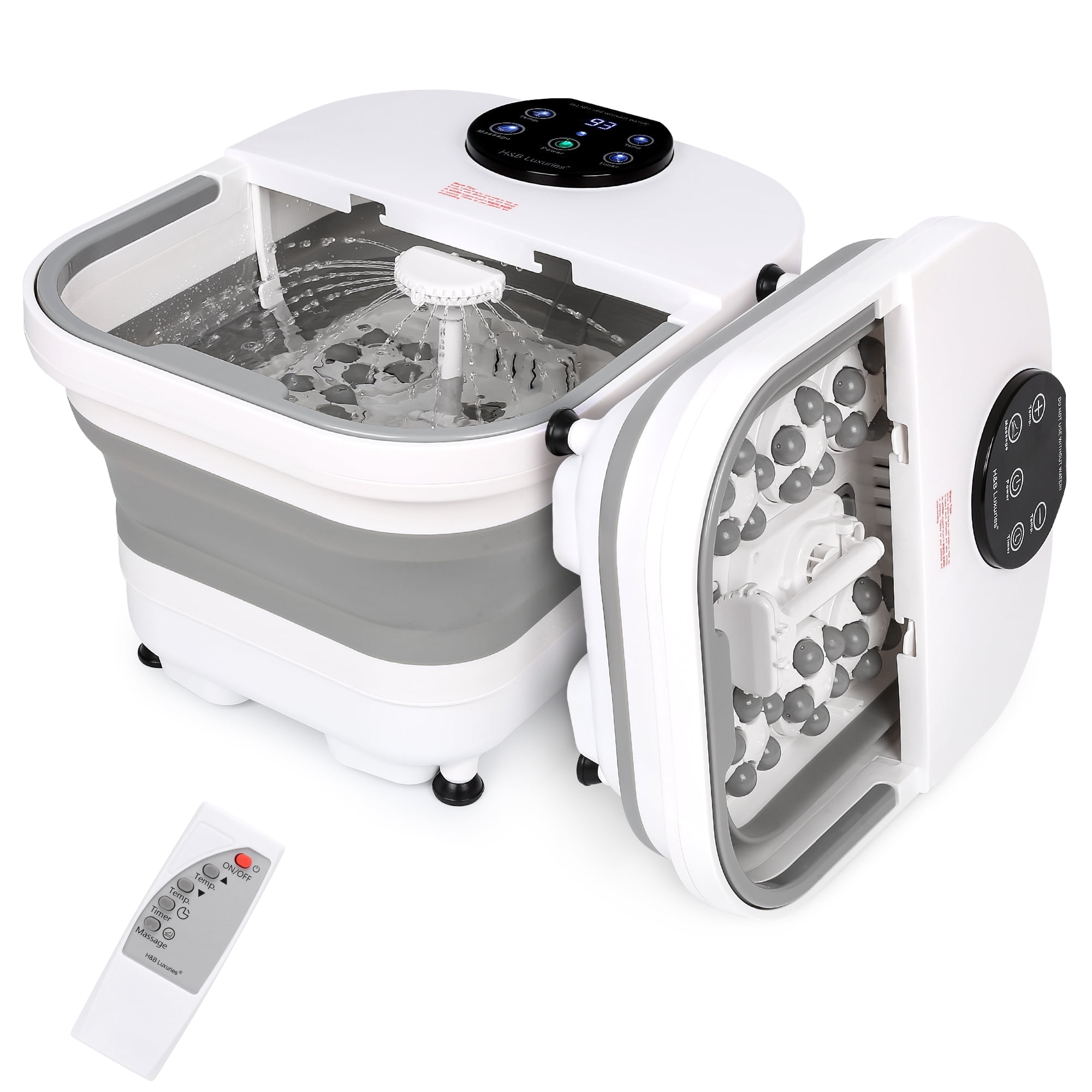 H&B Luxuries Collapsible Foot Spa Massager with Heat, 6 Rollers, LED ...