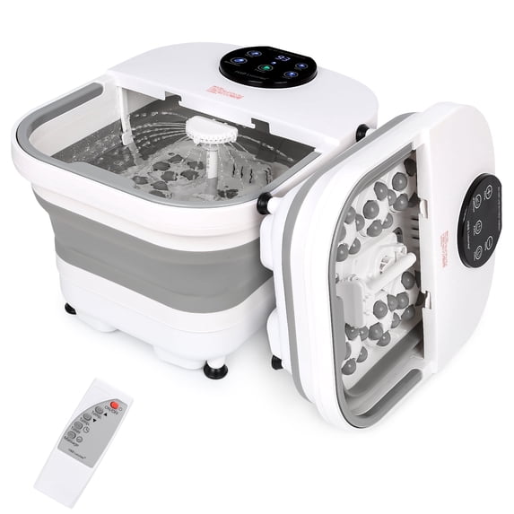 H&B Luxuries Collapsible Foot Spa Massager with Heat, 6 Rollers, LED ...