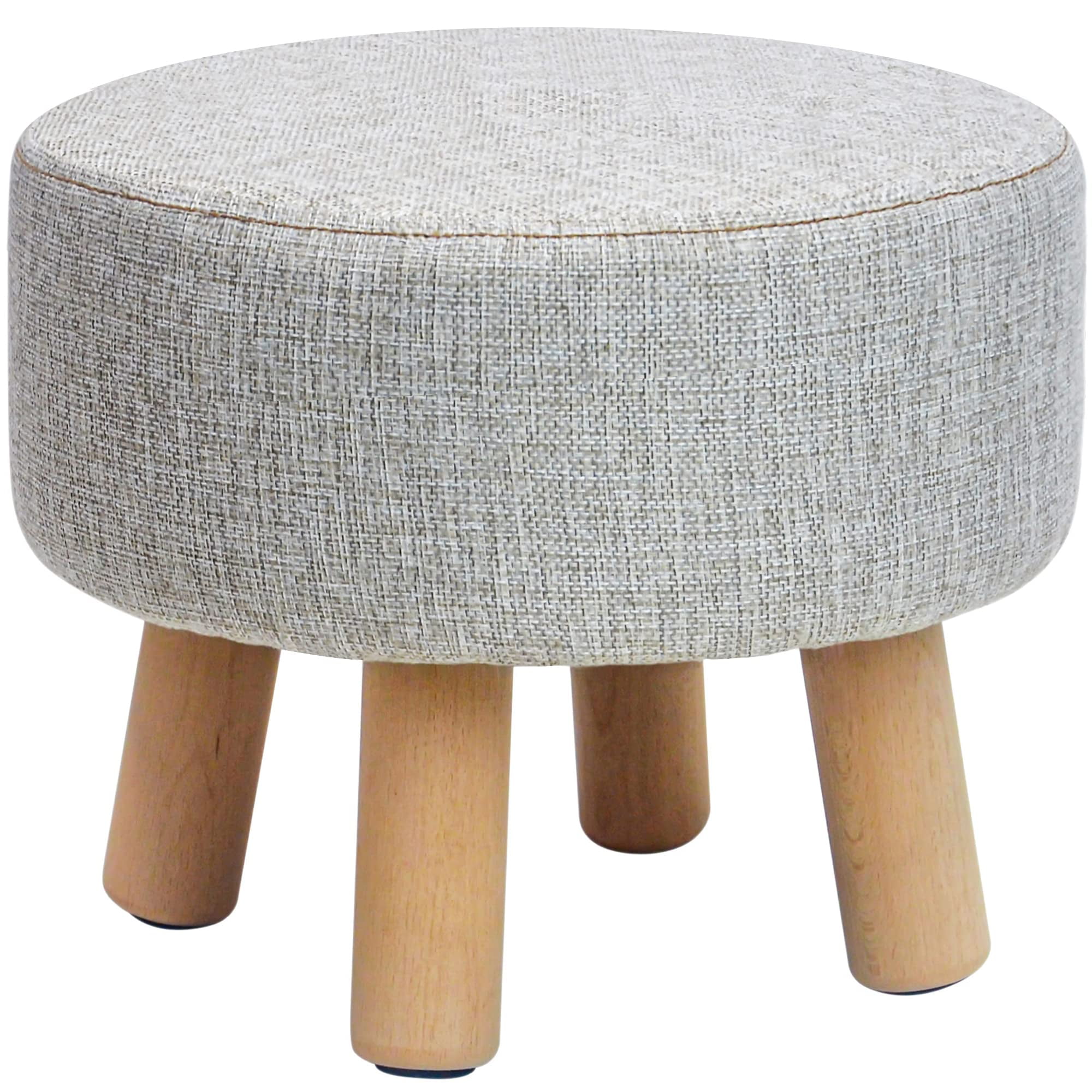 H&B Luxuries Fabric Round Padded Ottoman Foot Rest Stool (4 Legs-Simple ...