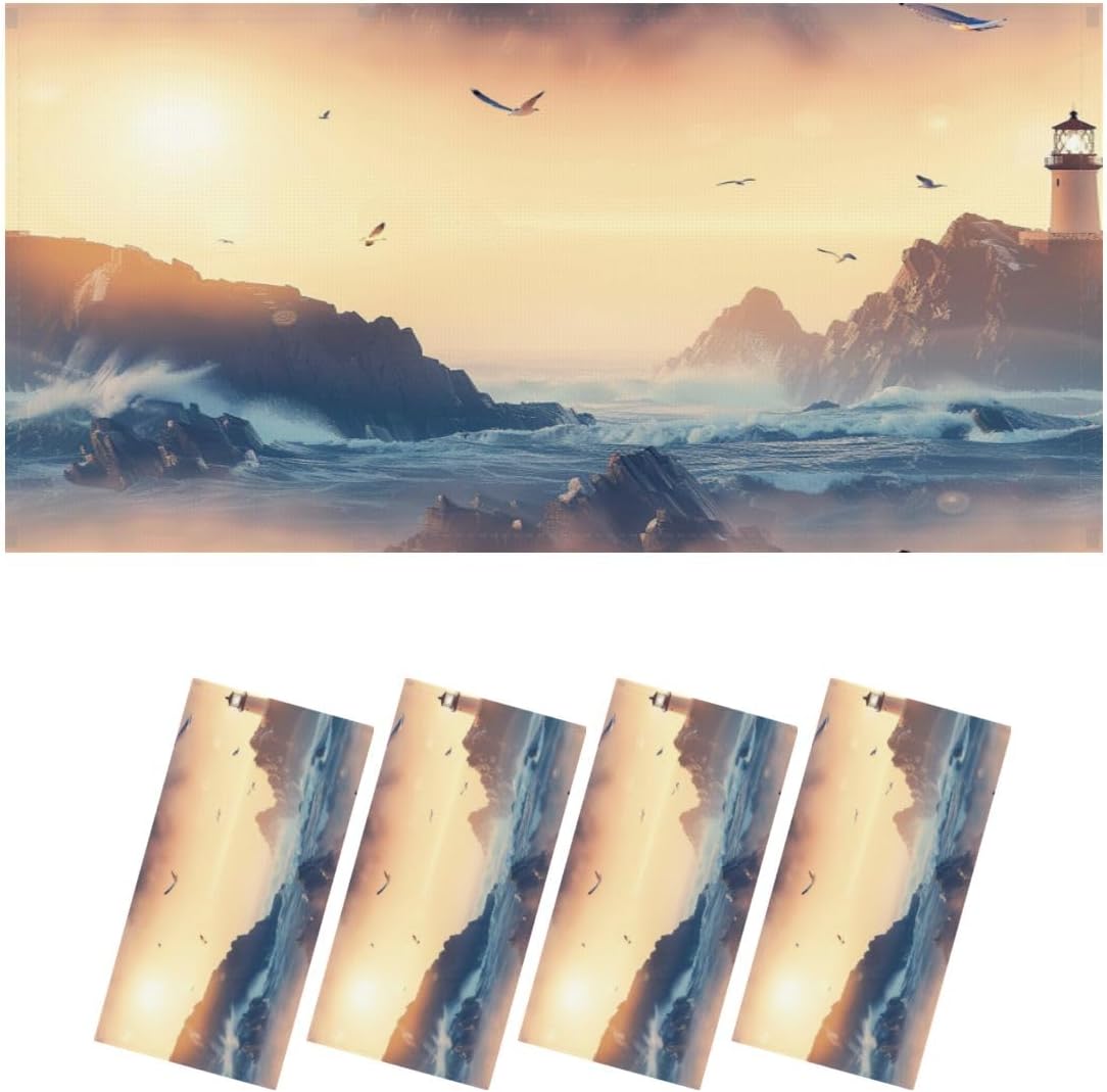 4 Pack Fluorescent Light Covers for Ceiling Lights Sunrise Over Coastal ...
