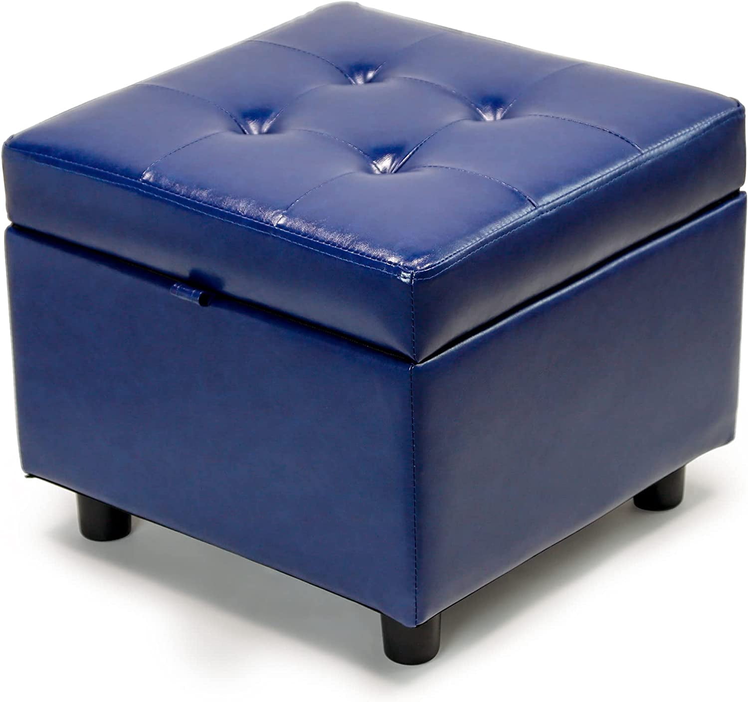 H&B Luxuries Tufted Leather Square Flip Top Storage Ottoman Cube Foot ...