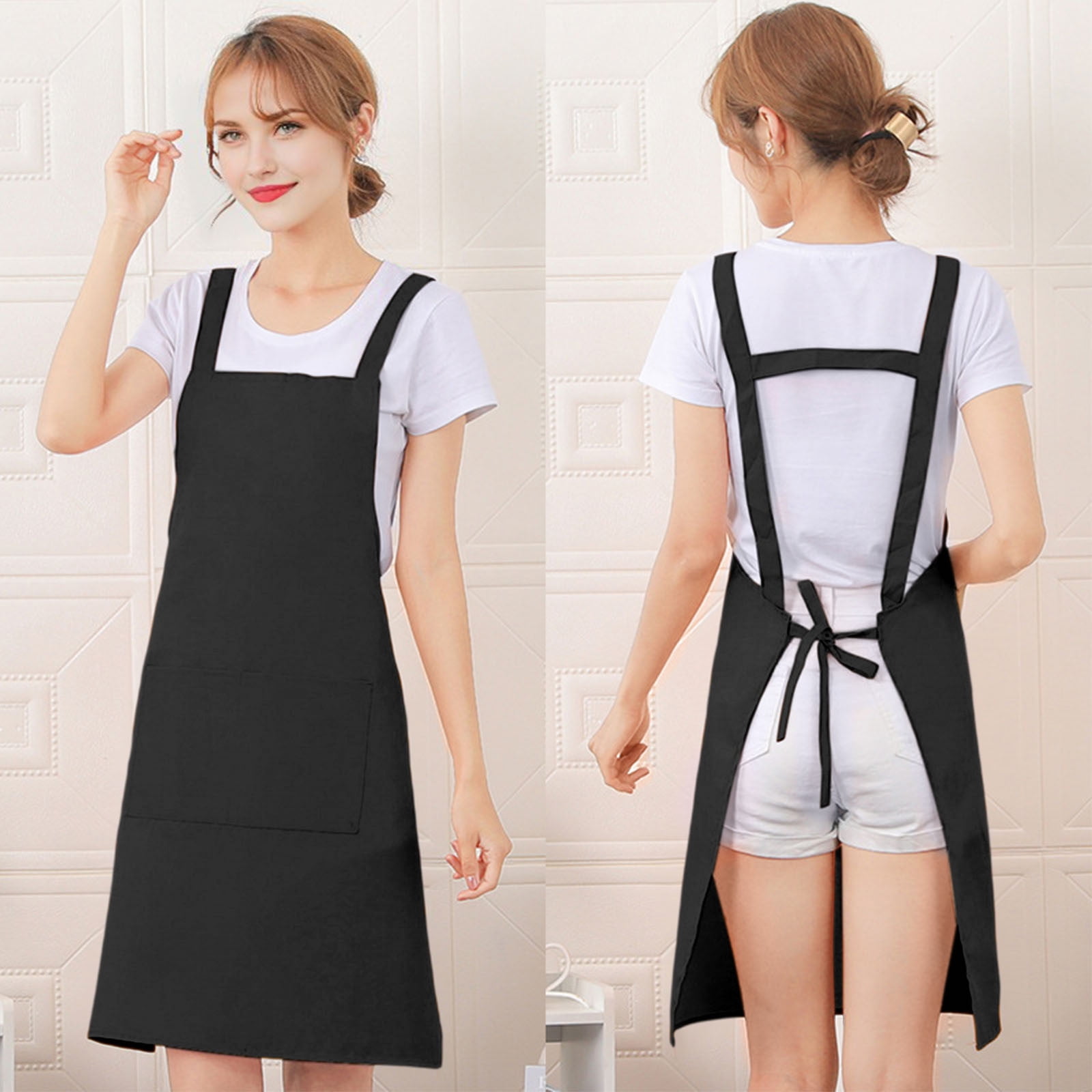 H Back Apron, Adjustable Large Size with Pocket, Polyester Canvas Waterproof, for Cooking Baking ...