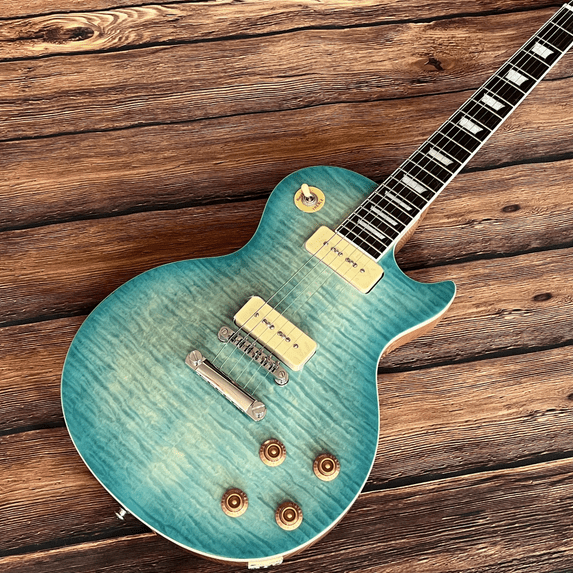 H Blue Standard electric guitar P90 pickups chrome hardware In Stock ship quick - Walmart.com