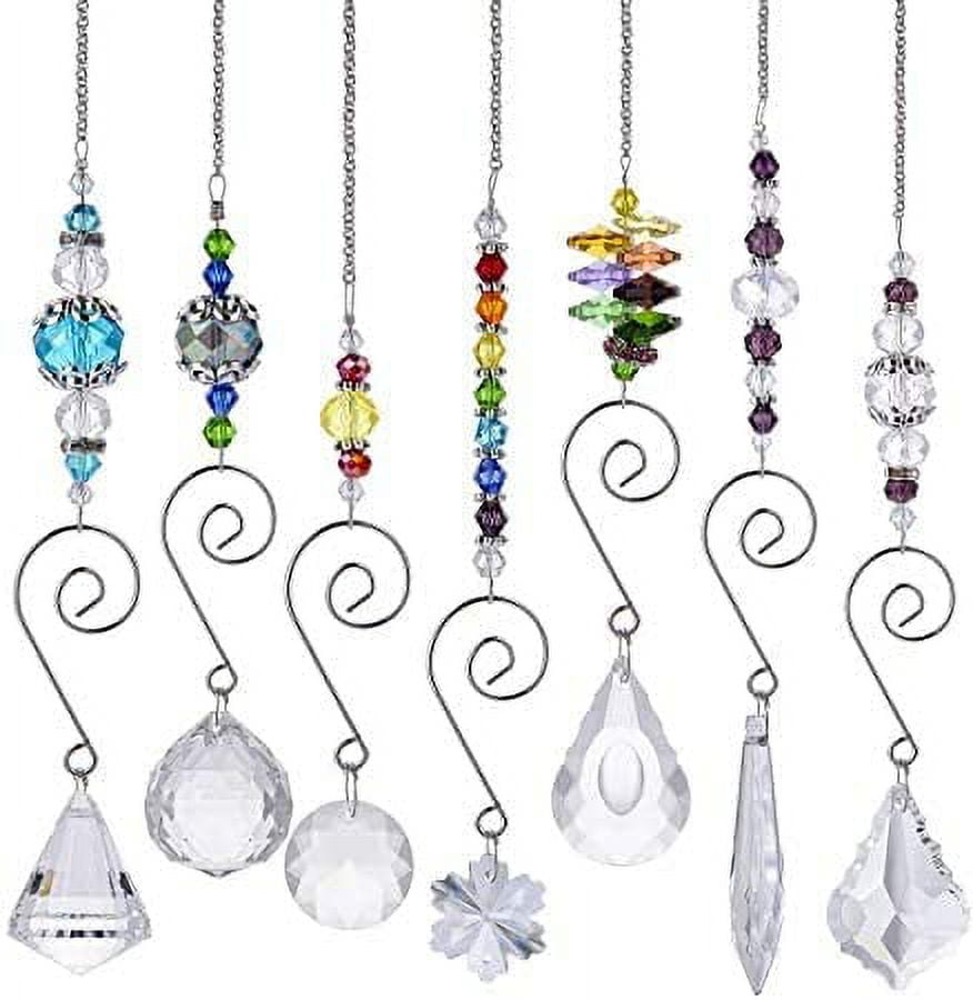 H&D 7pcs Crystal Rainbow Suncatcher Glass Bead Chain Hanging Pendant ...