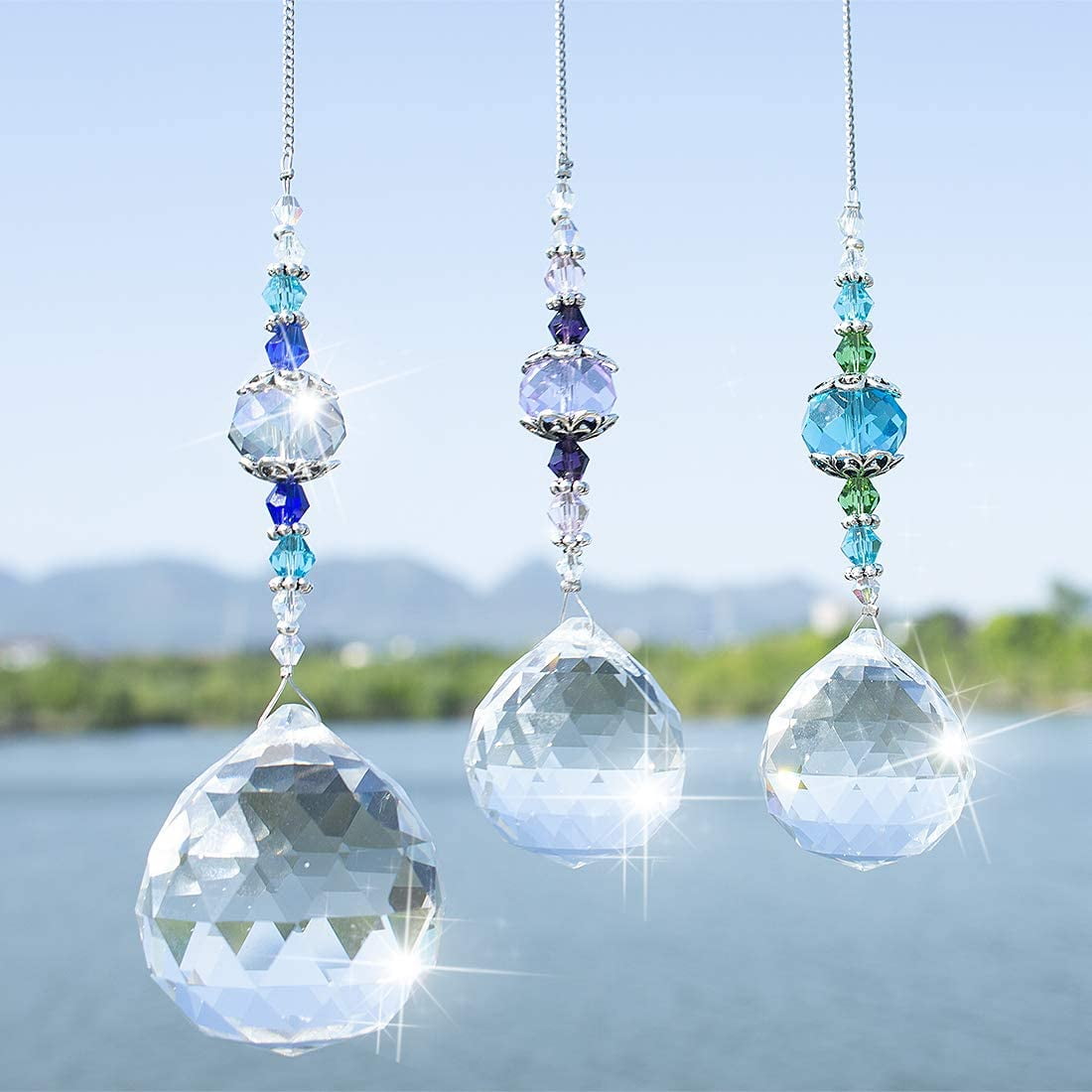 H&D Clear Crystal Prism Ball Rainbow Maker Window Prisms Suncatcher ...