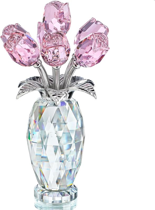 H&D HYALINE & DORA Crystal Rose Purple Flower Figurine,Rose Gifts for ...