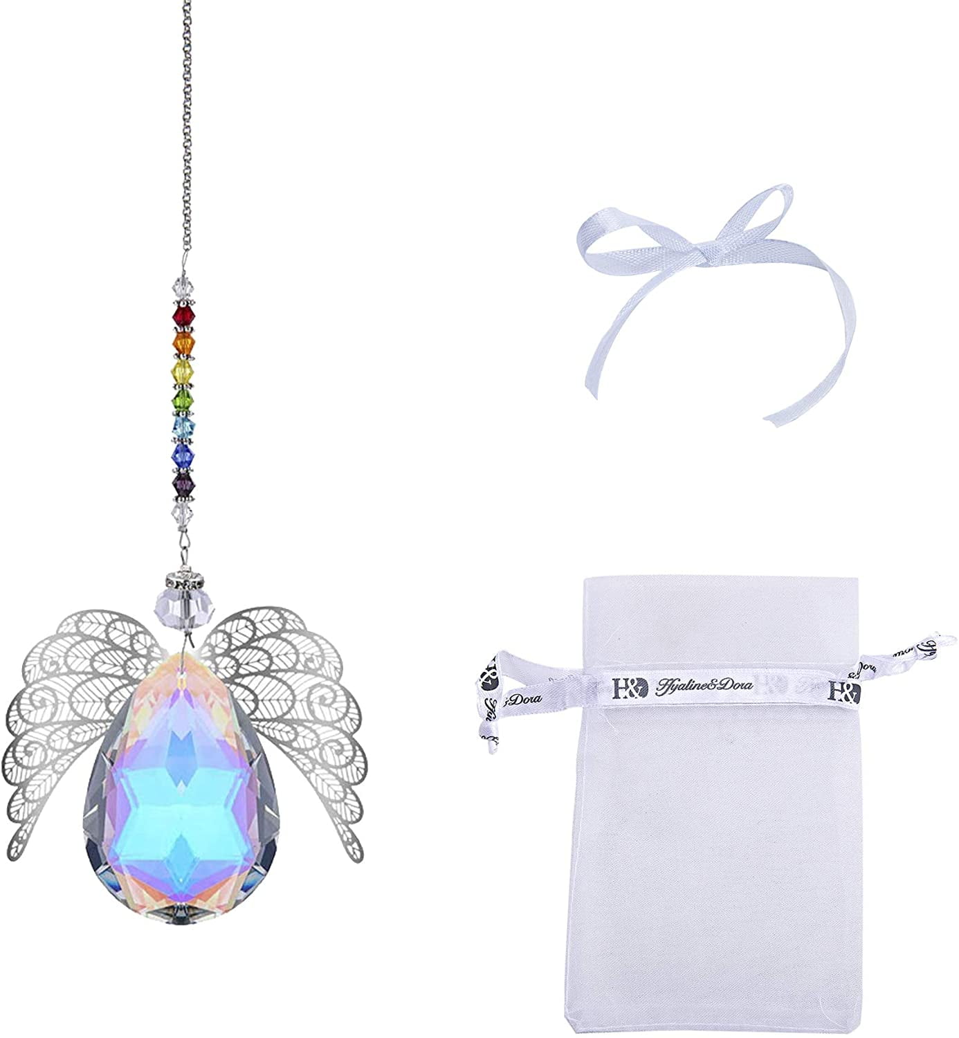 H&D Hanging Crystal Guardian Angel Crystal Suncatcher Rainbow for ...