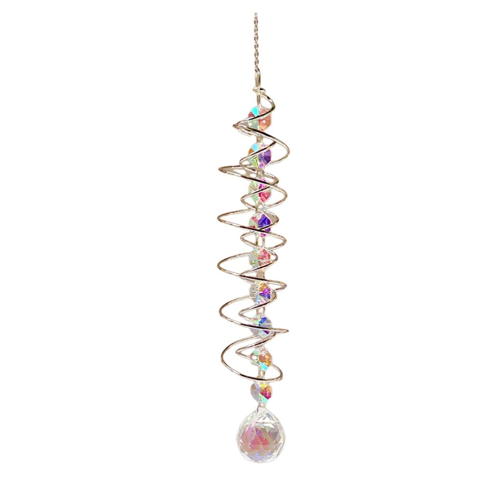 H&D Sun Catcher Wind Chime With 3D Spiral Tail And Rainbow Crystal Ball ...
