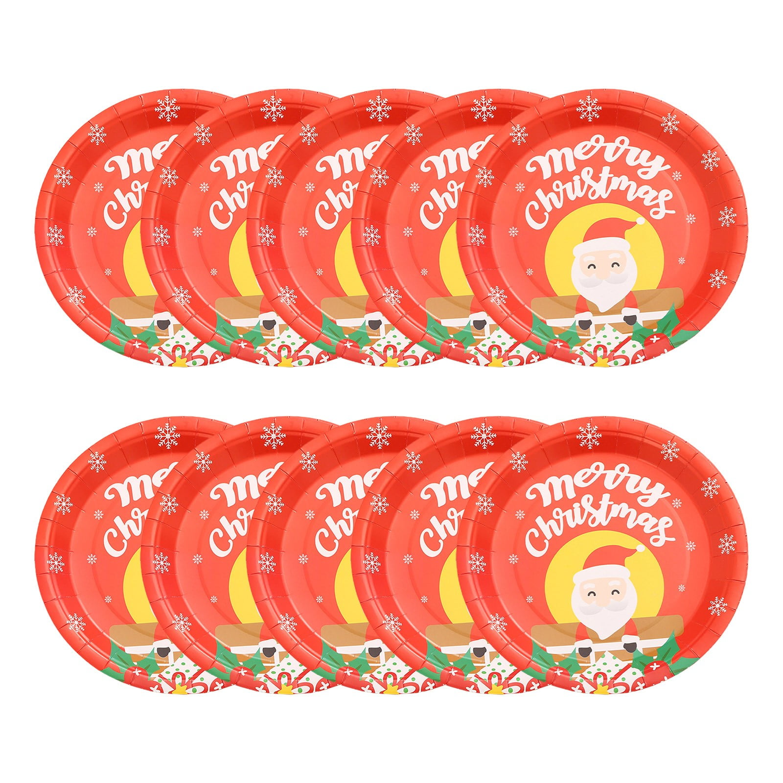 H Disposable Christmas Plates Santa Claus Theme With 10 Pieces, Paper ...