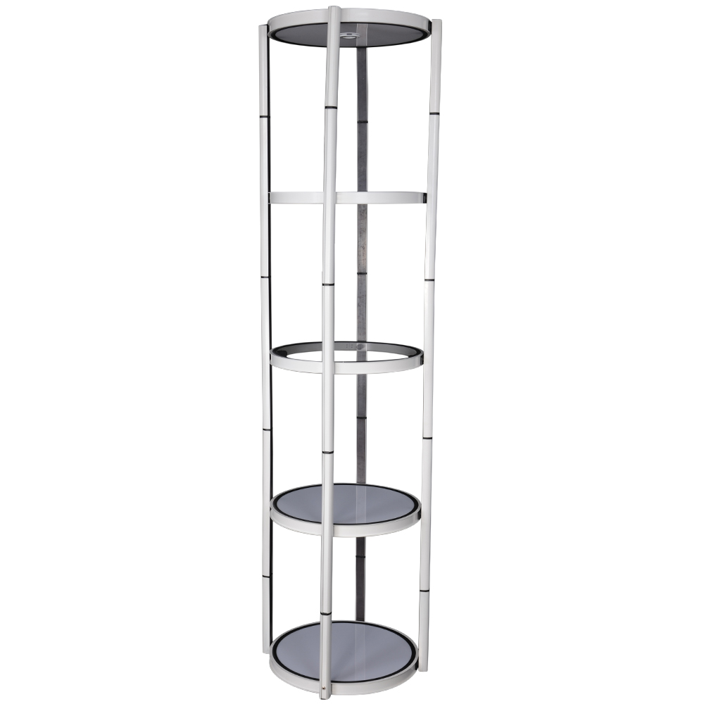 H-E 81.1" Portable Round Twist Display Counter with Shelves, Top Light ...