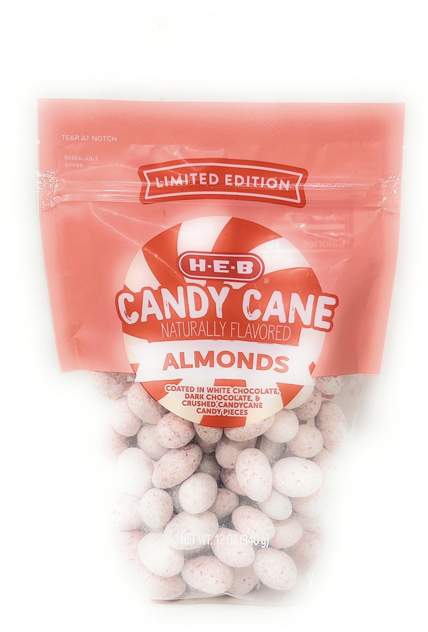 H‑E‑B Candy Cane Peppermint Flavored Almonds 12oz - 1 bag - Walmart.com