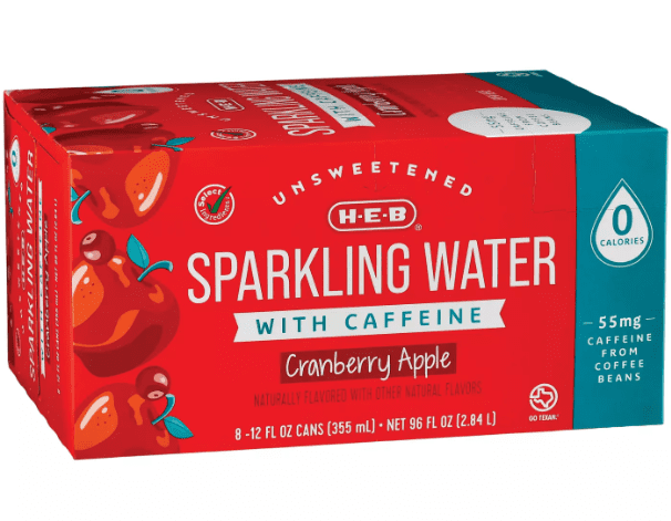 H.E.B Unsweetened Caffeinated Sparkling Water- Cranberry Apple, 12 fl oz (Pack of 8) - Walmart.com