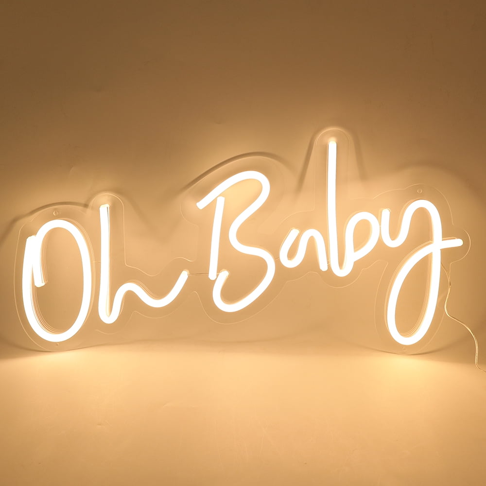 H-E Warm White Oh Baby LED Neon Sign Neon Light Lamp 11.8 X 23.5In for ...