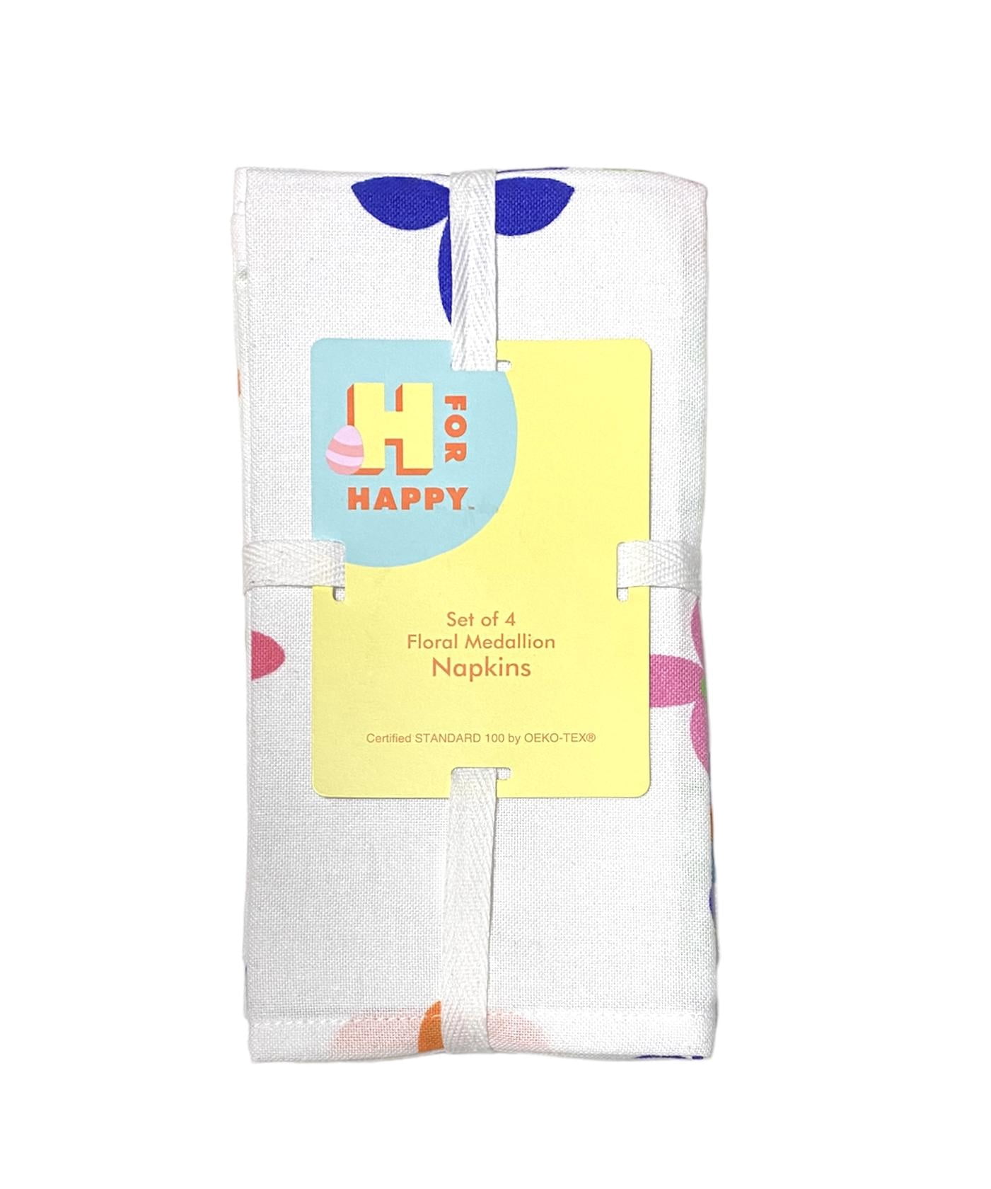 H For Happy Floral Medallion Napkins Set of 4 - Walmart.com