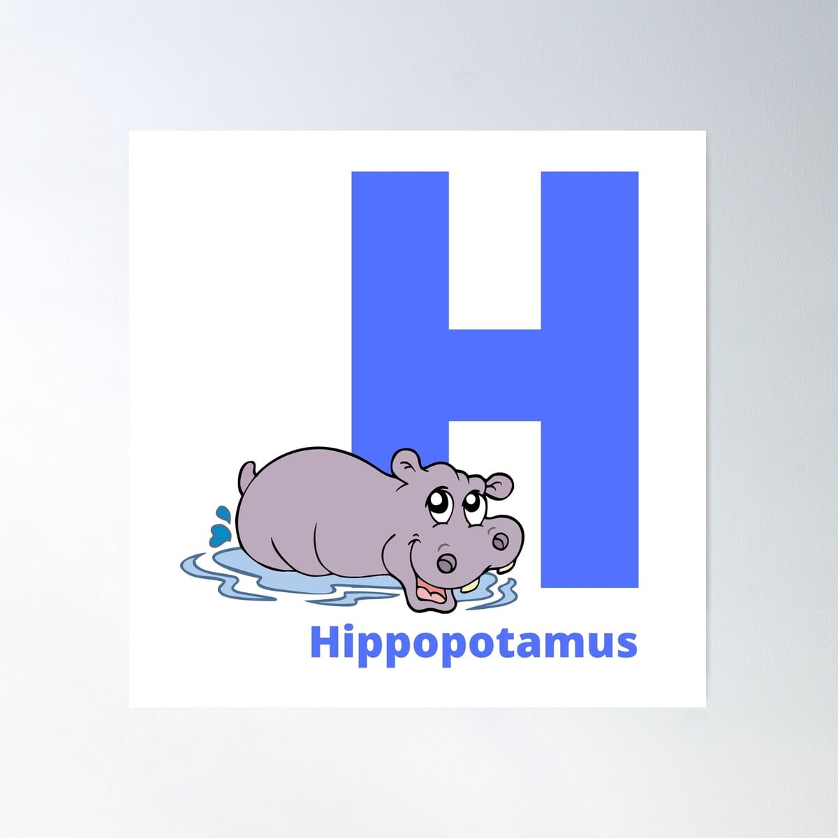 H For Hippopotamus - Alphabet And Animals Poster Wall Art, Modern Wall ...