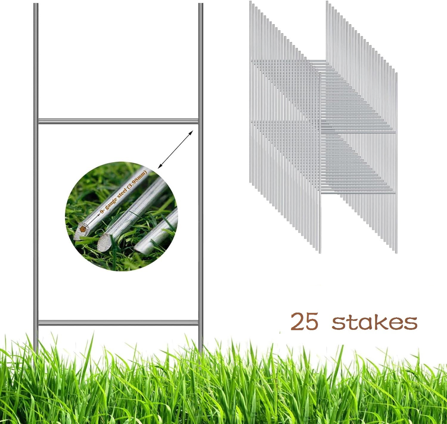 H Frame Wire Stakes 20 x10 inch 9 Gauge Galvanized Wire -Yard Sign ...