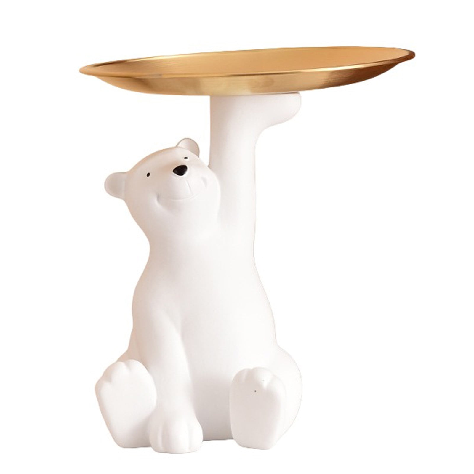 H&G AOVUWU Charming Polar Bear Side Table with Gold Tray Decorative Accent for Living Room ...