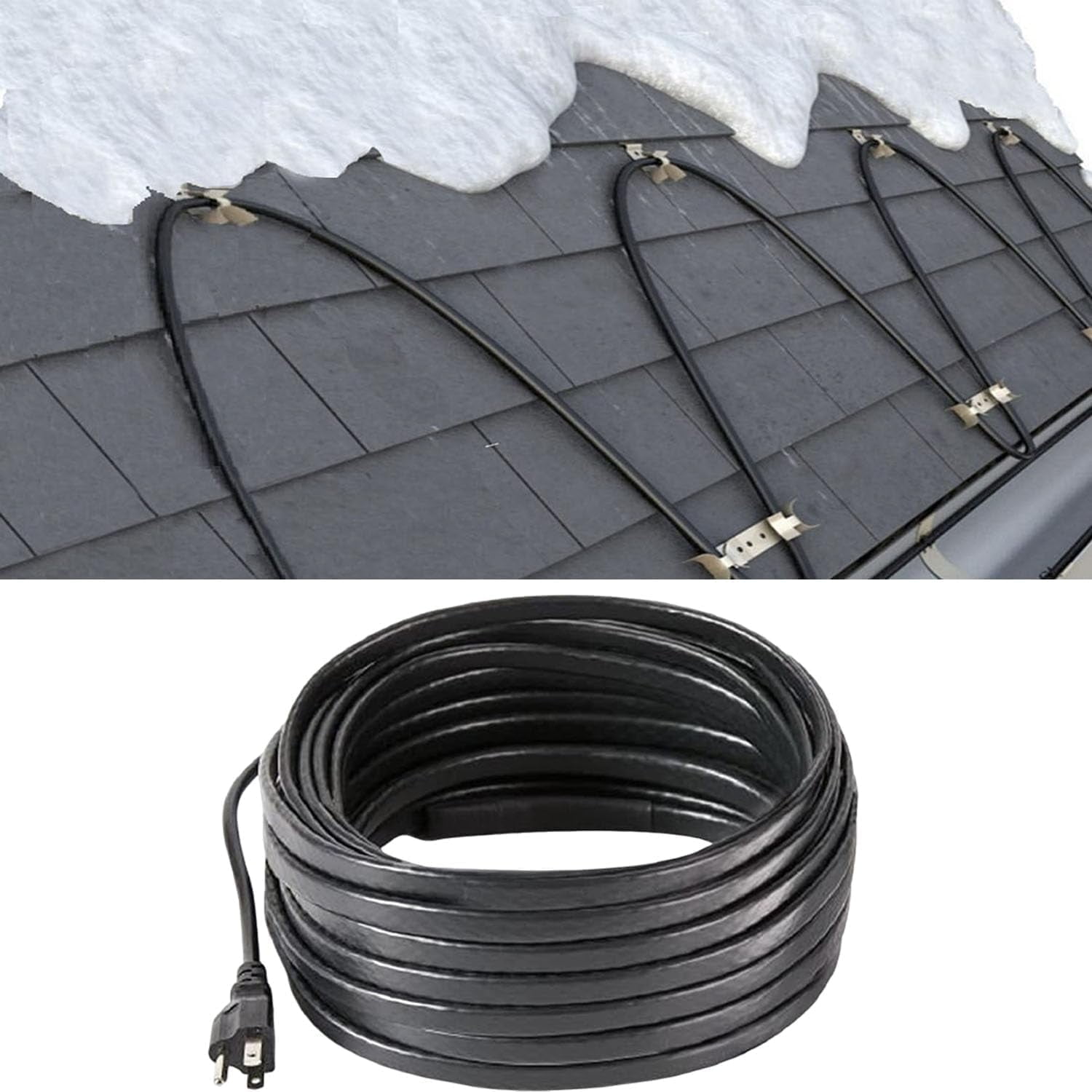 H&G Lifestyles Roof Heat Cable Snow De-icing Kit Self-Regulating Plug ...
