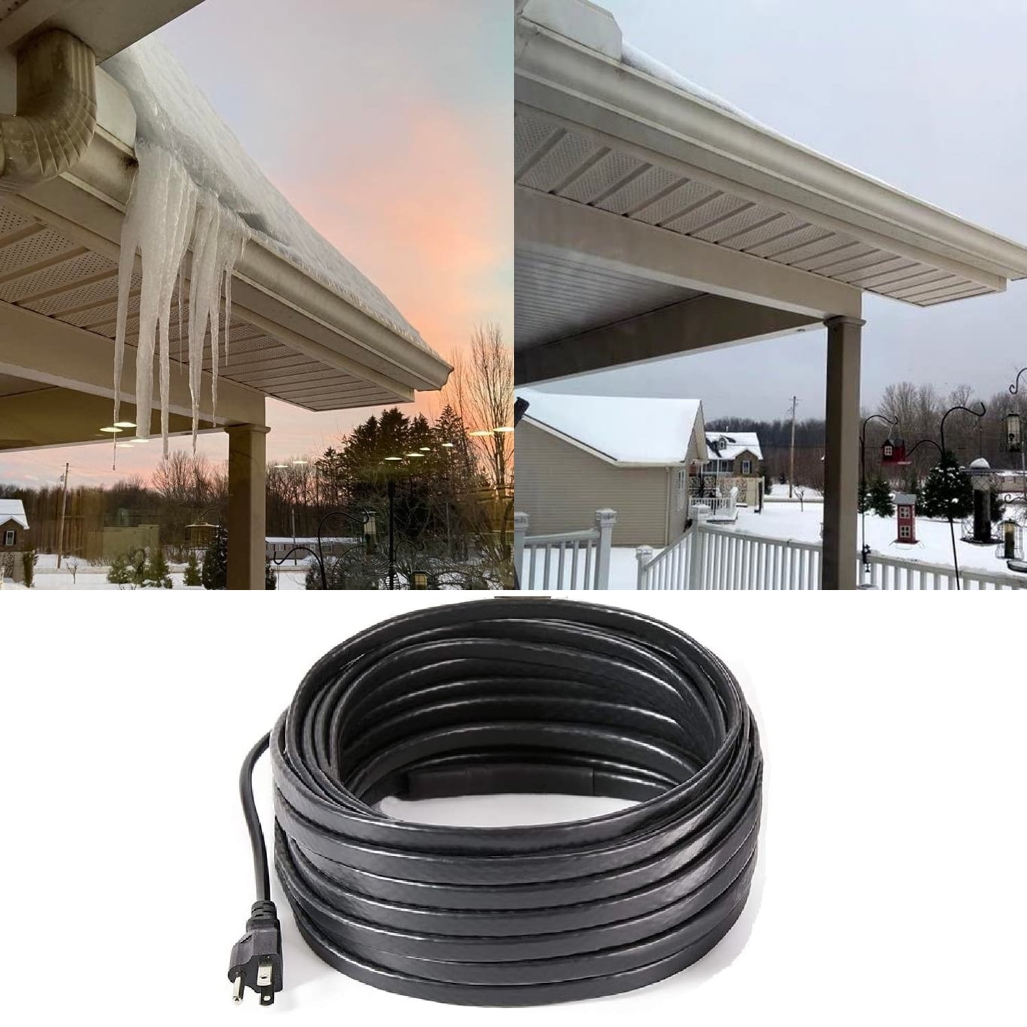 H&G lifestyles 50ft Winter Roof De-Icer Cable, Self-Regulating, Metal ...