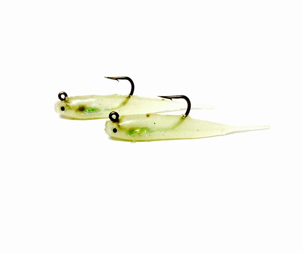 H.H Glass Minnow Double Rig 1/8oz Glow Fishing Lure with Strong Hooks ...