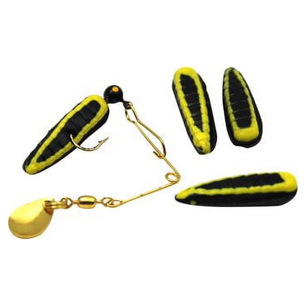 H.H Grub Spin Lure, Black & Yellow, 1/32 oz, Fishing for Bass, Crappie ...