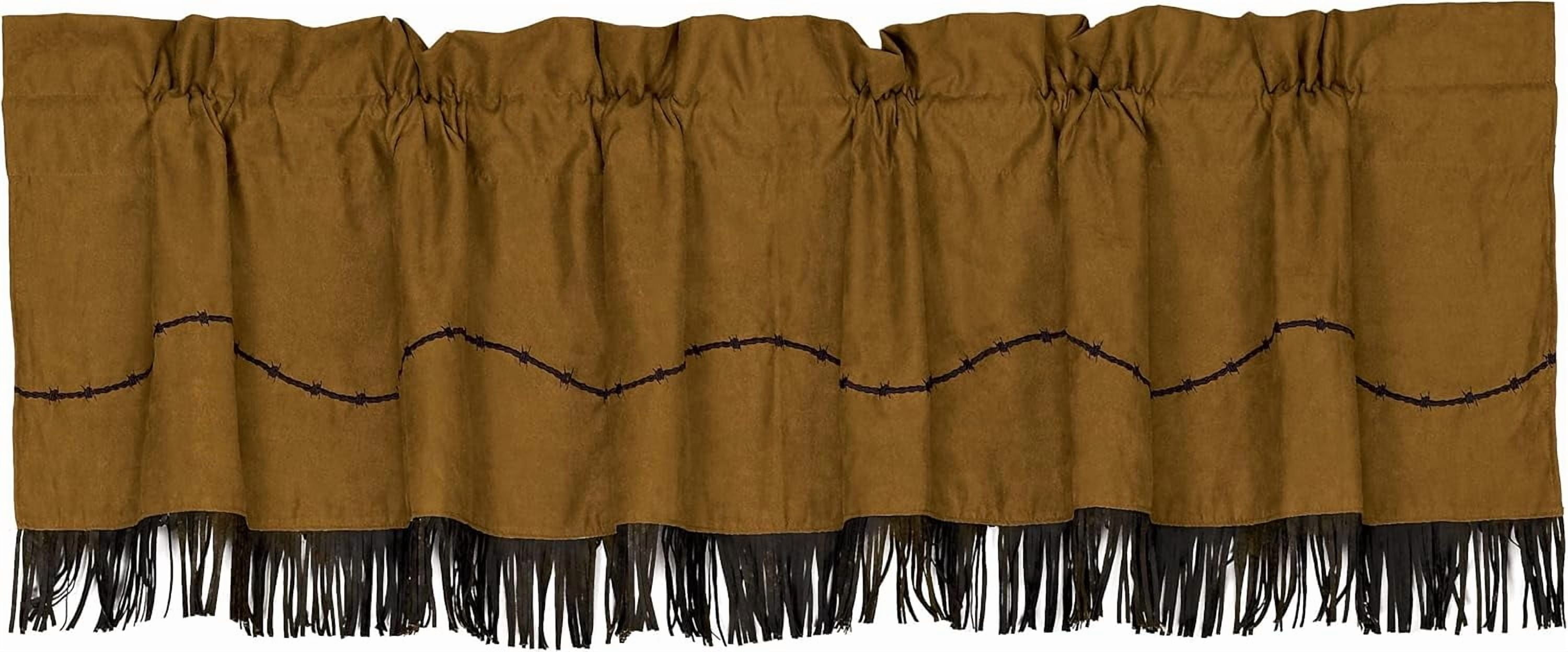 H HIEND ACCENTS Paseo Road Barbwire Western Fringed Window Curtain ...