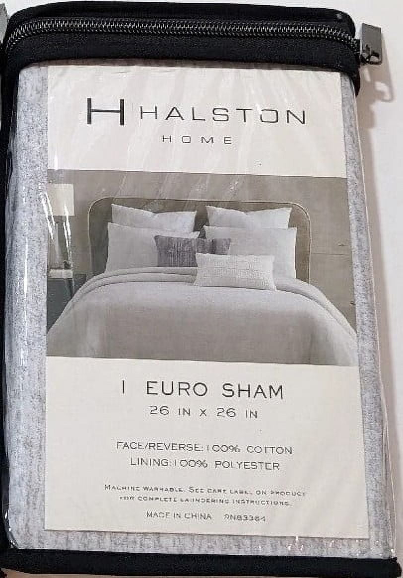 H Halston Home Rena Gray White Striped Marled Euro Shams Cotton ...