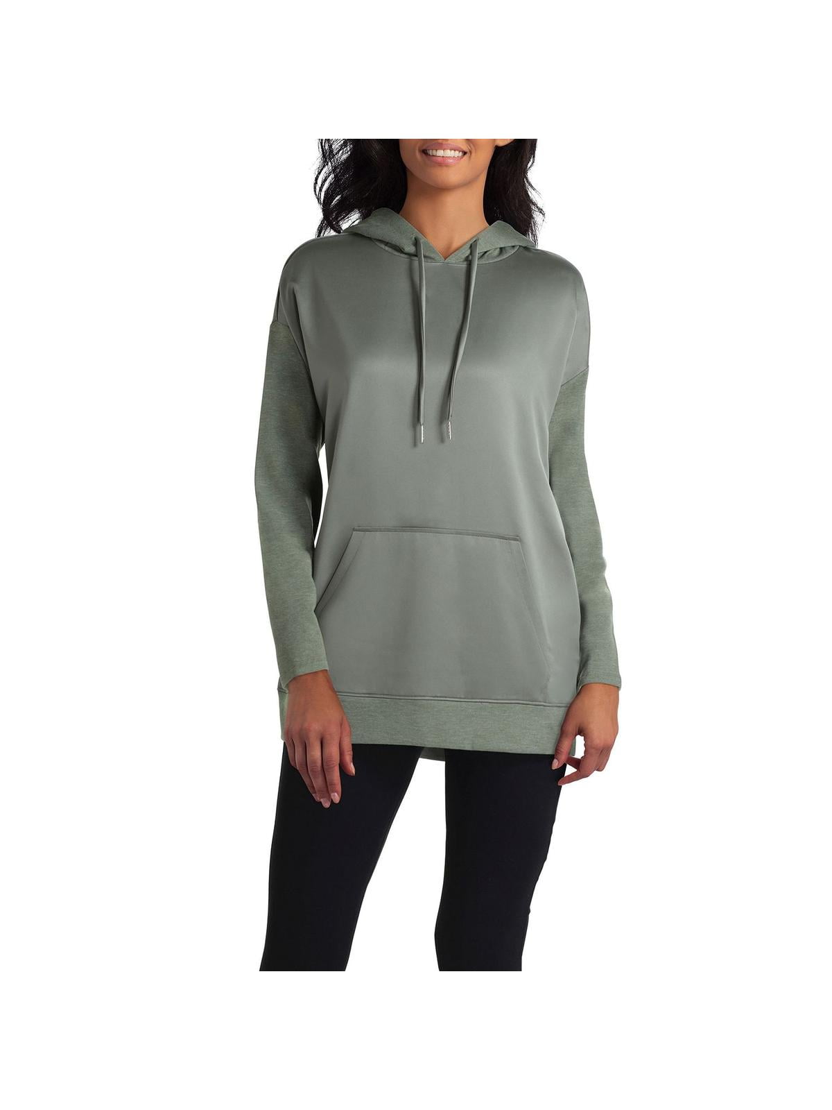 H Halston Womens Heathered Mixed Media Hoodie - Walmart.com