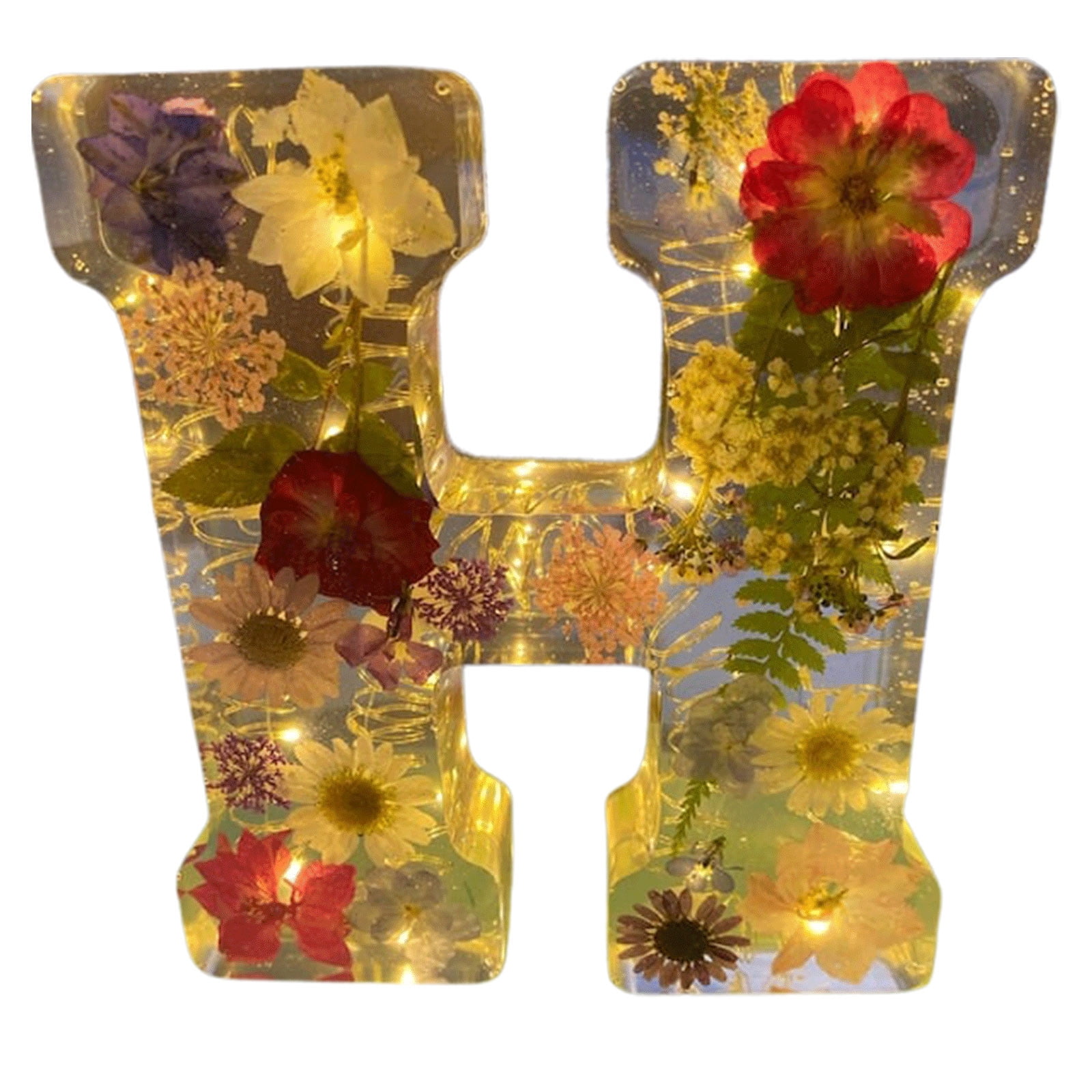 H Handmade Floral Night Light Letter H Resin Flower Lamp Home Decor ...