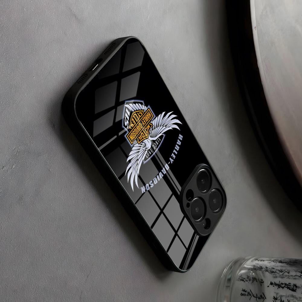 H-Harley D-Davidsoness Phone Case Glass For iPhone 15 cool 14 pro max ...