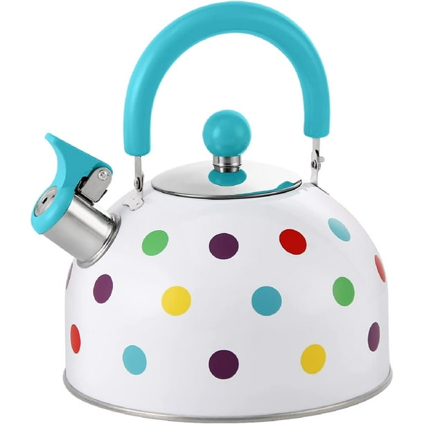 H Haus Roland Tea Kettle Stovetop Whistling Colorful Polka Dots Kettle ...
