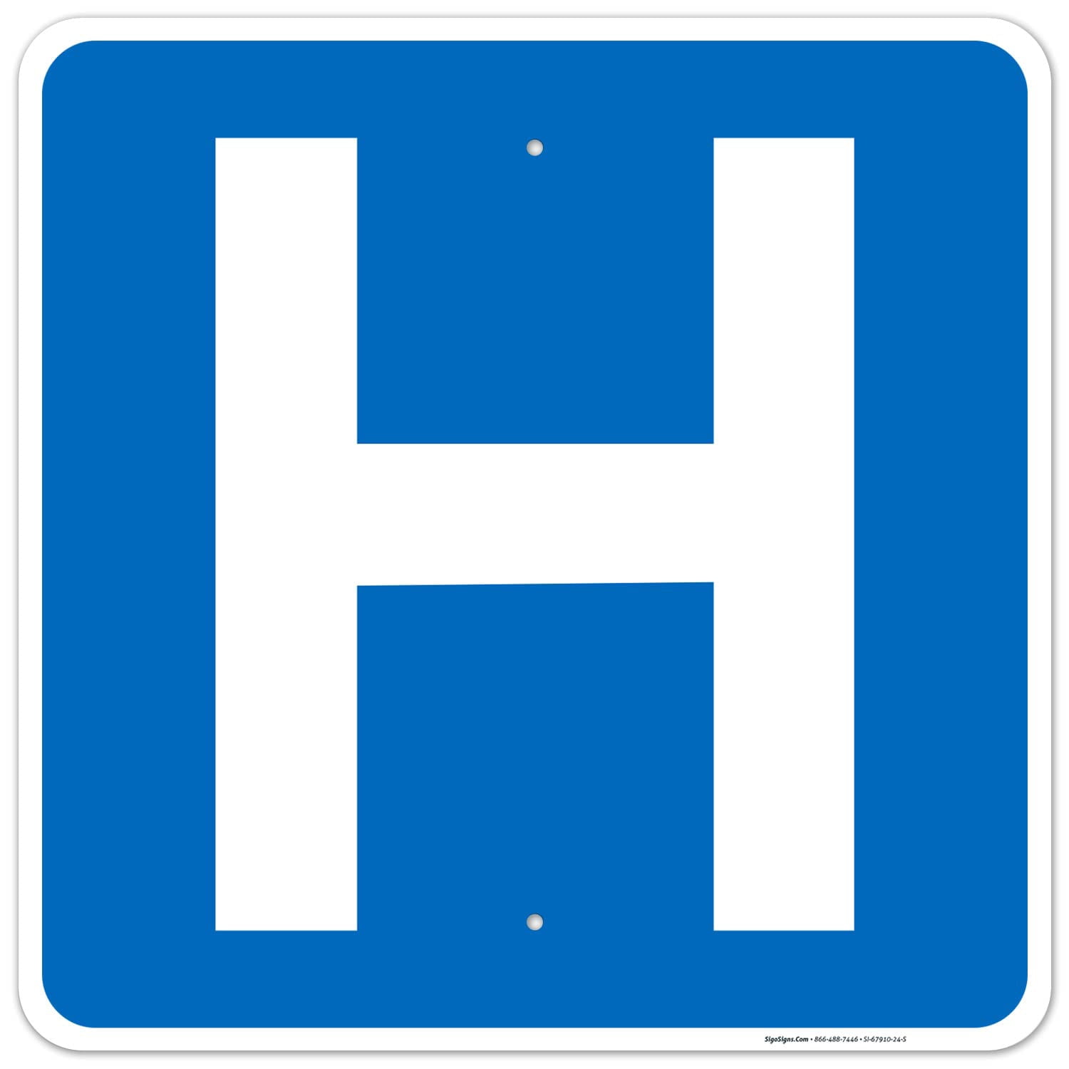 H Hospital Symbol Sign, 24x24 Inches, Rust Free .063 Aluminum, Fade ...