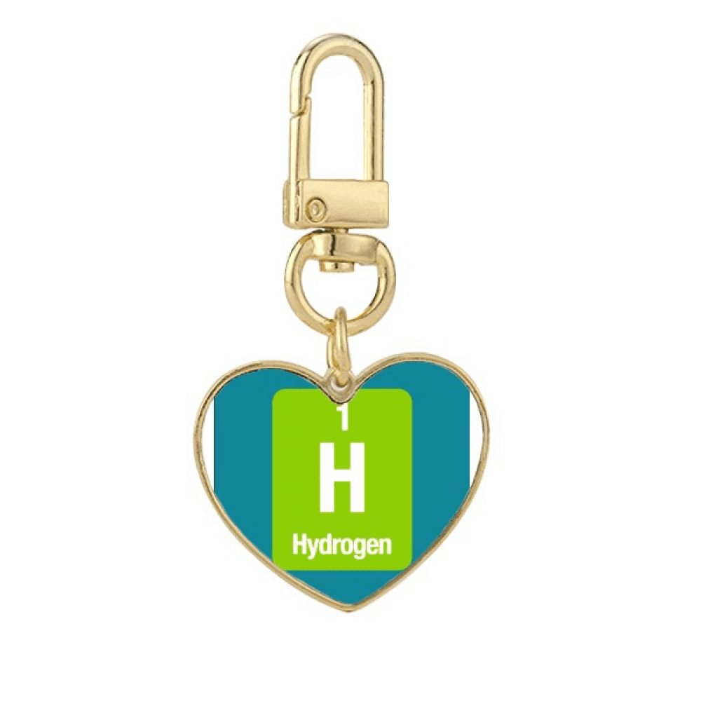 H Hydrogen Checal Element Science Gold Heart Keychain Metal Keyring ...