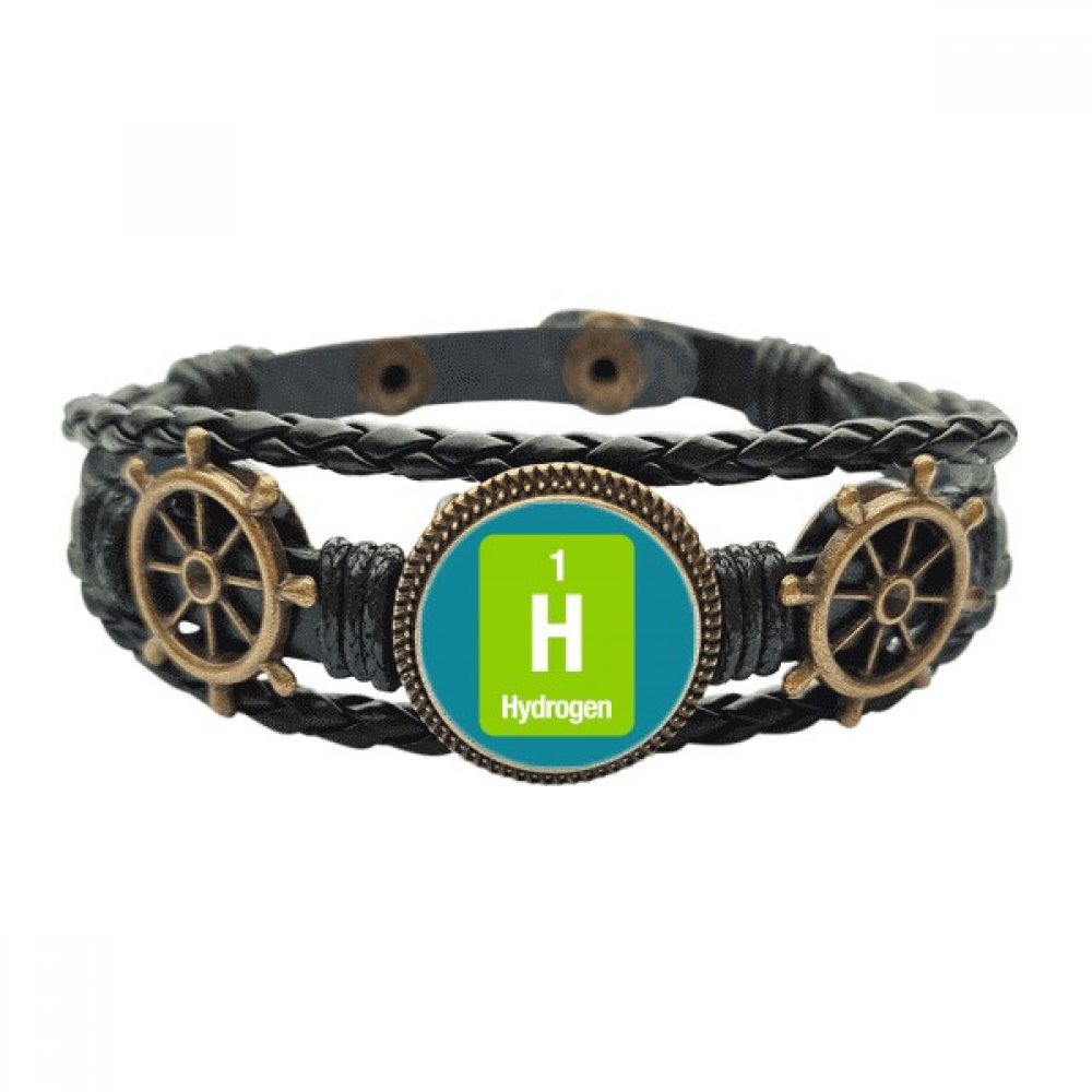 H Hydrogen Checal Element Science Leather Braided Ocean Bracelet ...