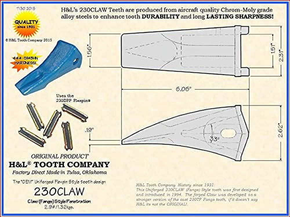 H&L Tooth Company Forged in The USA 230CLAW Claw Backhoe Bucket Teeth ...
