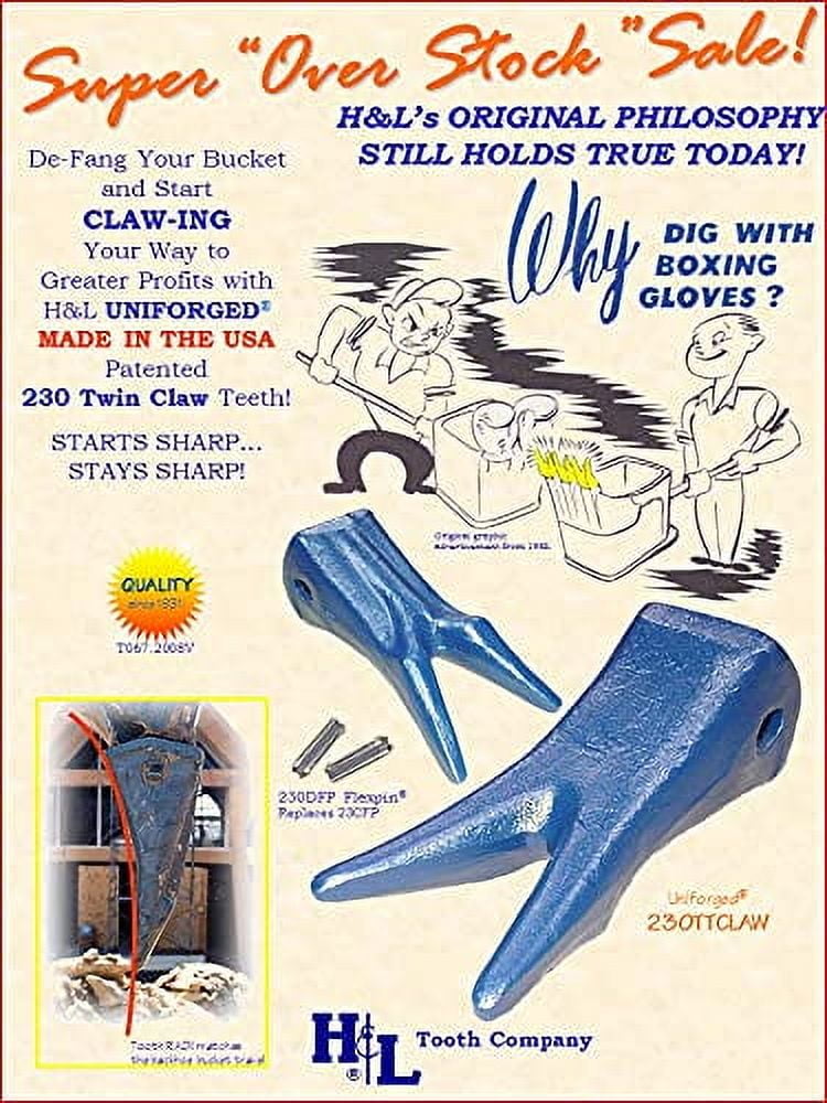 H&L Tooth Company Forged in The USA 230TTCLAW Twin Claw Backhoe Bucket ...